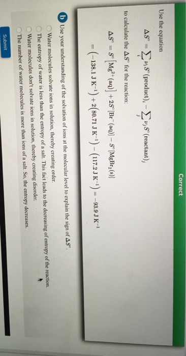 Solved Use the equation delta S degree = sigma_i nu_i S | Chegg.com