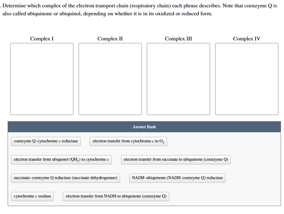 Solved Determine which complex of the electron transport | Chegg.com