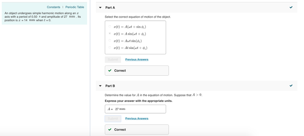 Solved Constants Periodic Table Part A An object undergoes | Chegg.com