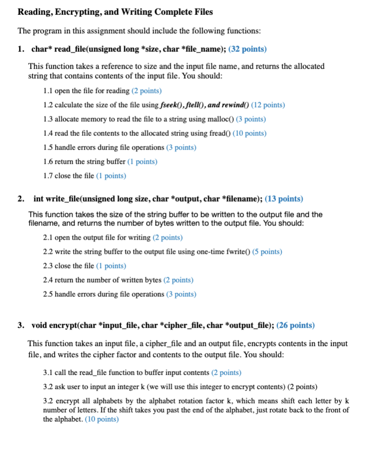 Solved Reading, Encrypting, and Writing Complete Files The | Chegg.com
