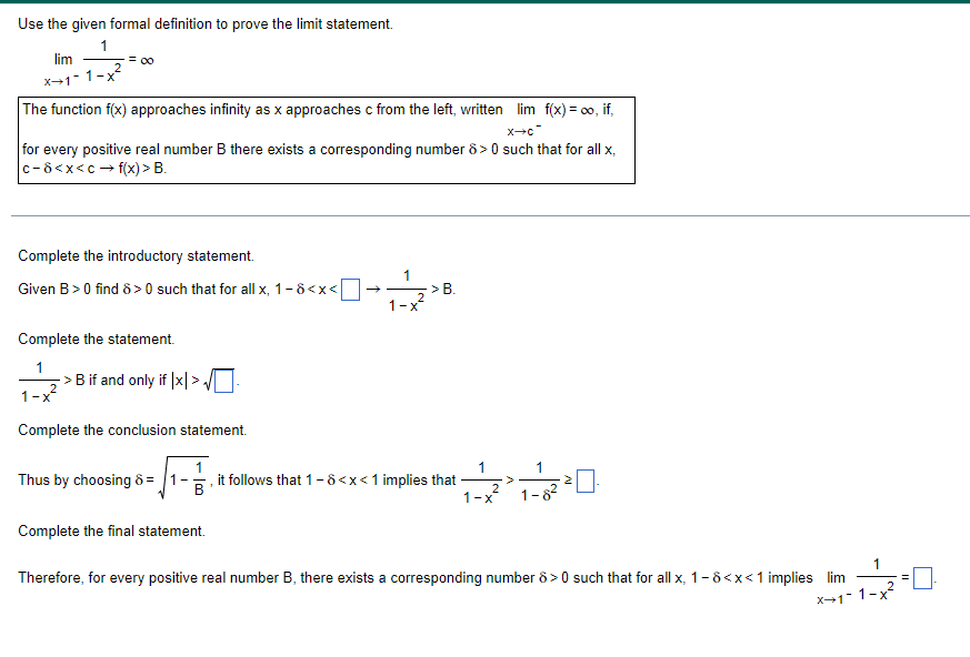 Solved Use the given formal definition to prove the limit | Chegg.com