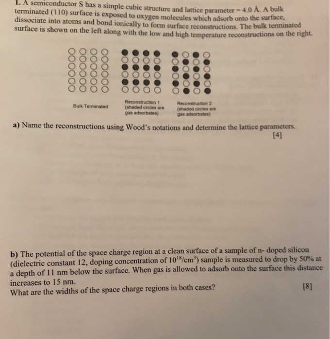 l. A semiconductor S has a simple cubie structure and | Chegg.com