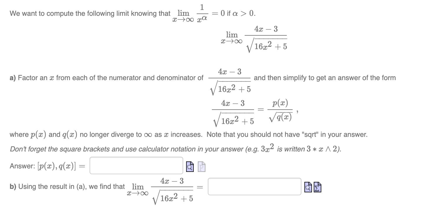 Solved -= ca 0 if a We want to compute the following limit | Chegg.com