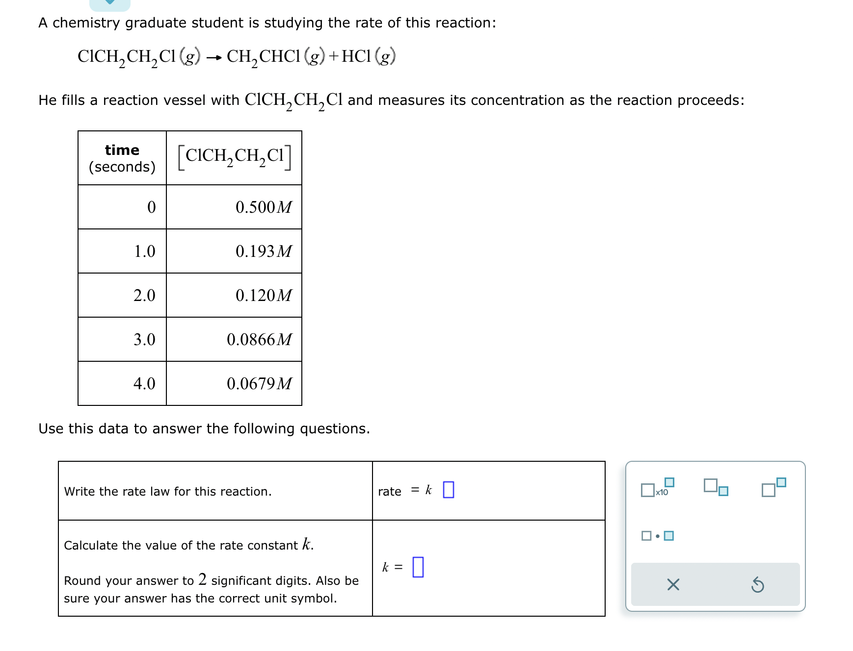 Solved A chemistry graduate student is studying the rate of | Chegg.com