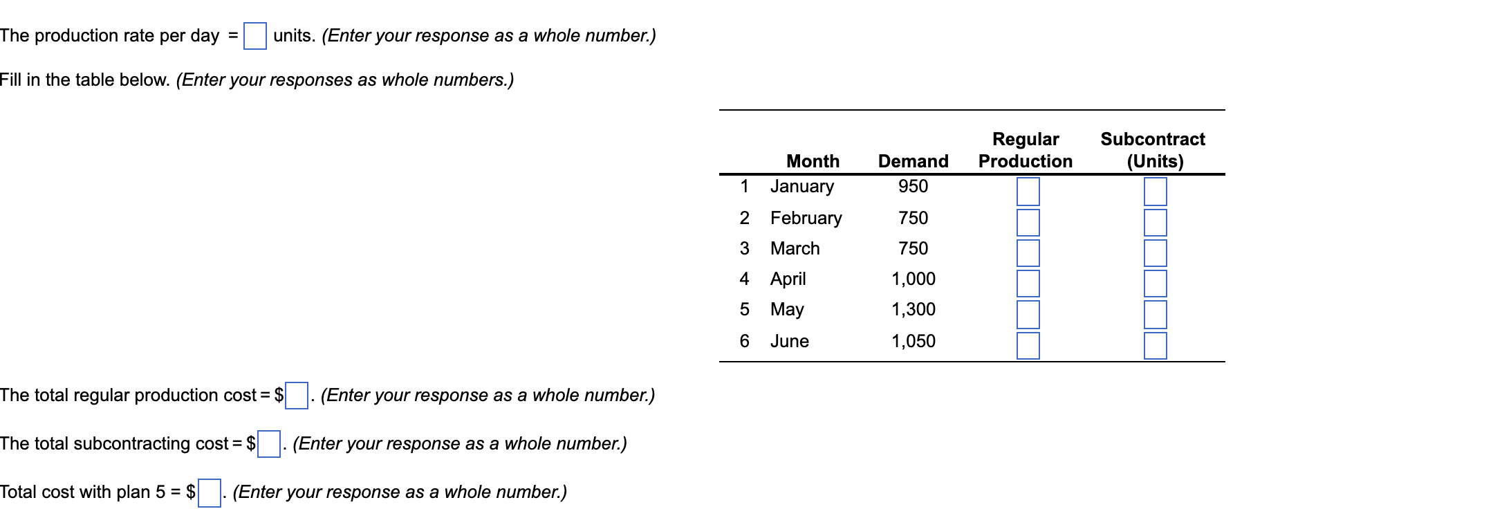 Solved The production rate per day = units. (Enter your | Chegg.com