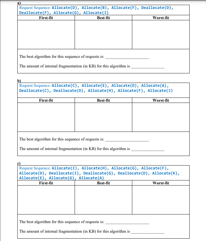 Solved Request Sequence: Allocate(C), Allocate(E), | Chegg.com