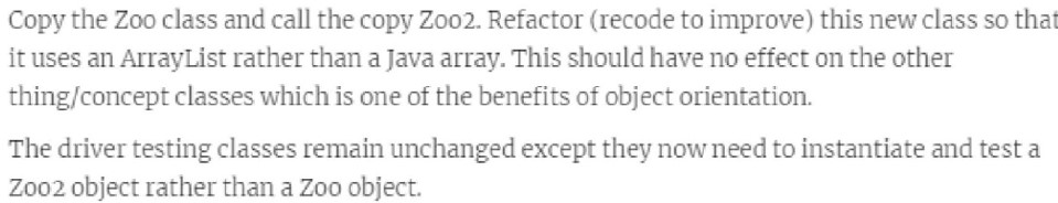 Copy the Zoo class and call the copy Z002. Refactor | Chegg.com
