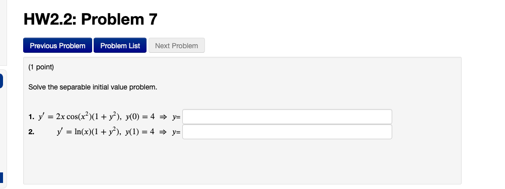 Solved HW2.2: Problem 7 Previous Problem Problem List Next | Chegg.com