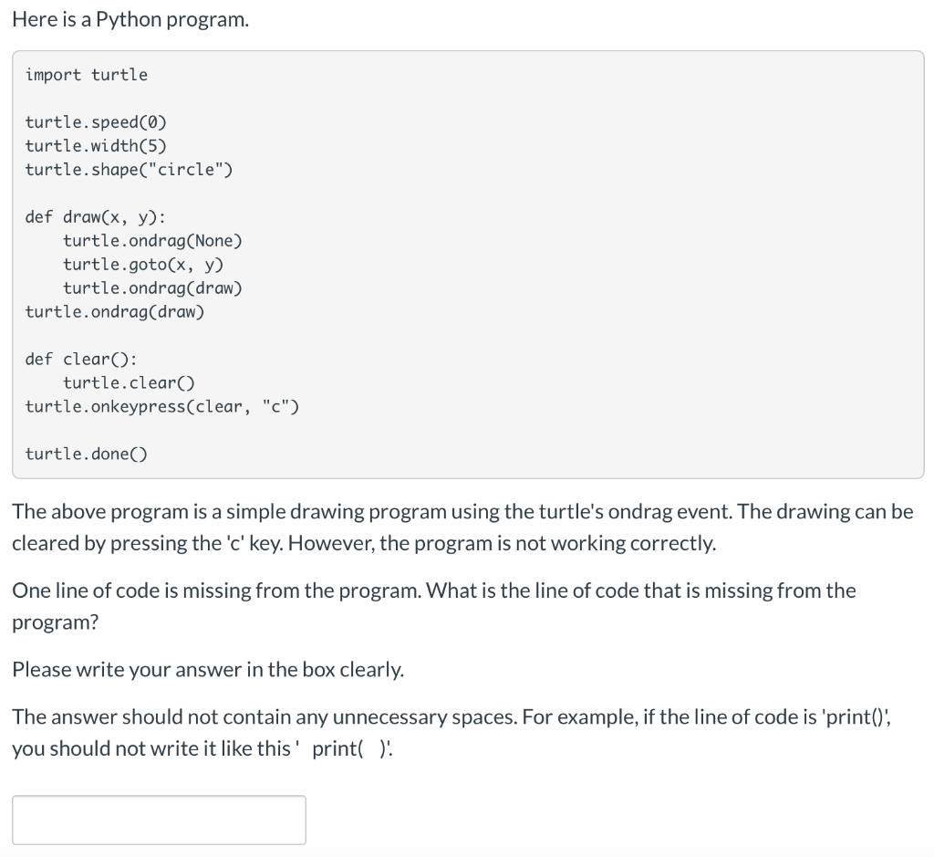 Solved Here is a Python program. import turtle turtle. | Chegg.com