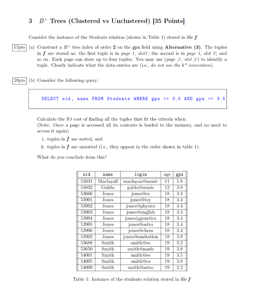 Consider the instance of the Students relation (shown | Chegg.com