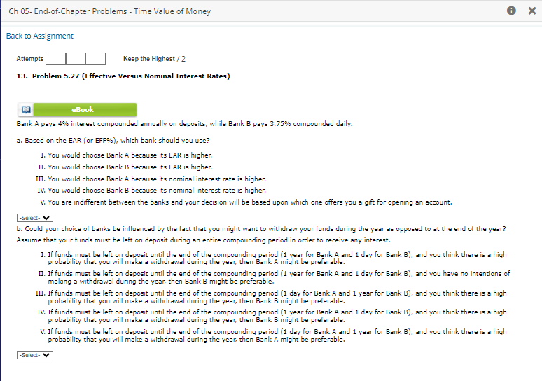 Solved Problem 5.27 (Effective Versus Nominal Interest | Chegg.com