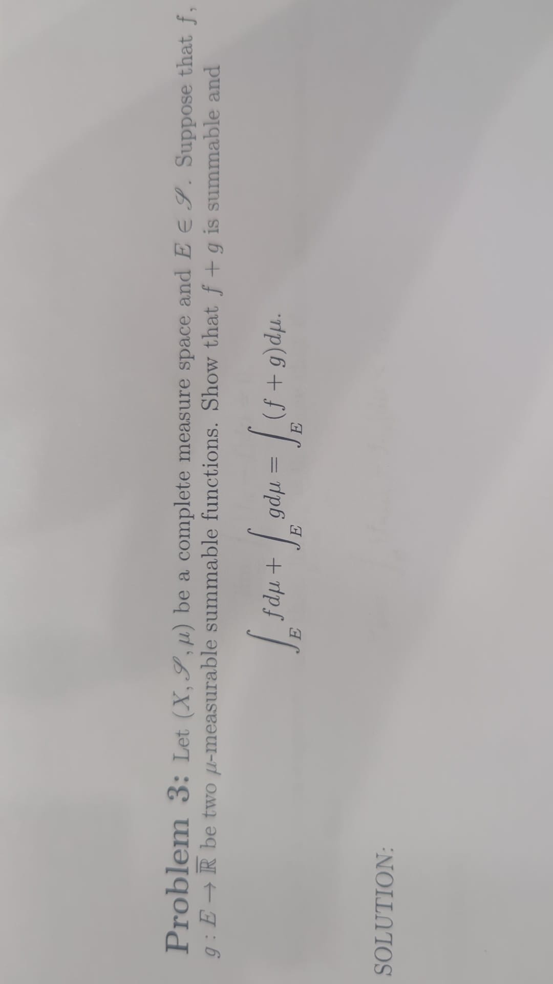 Solved Problem 3: Let (X,S,μ) be a complete measure space | Chegg.com