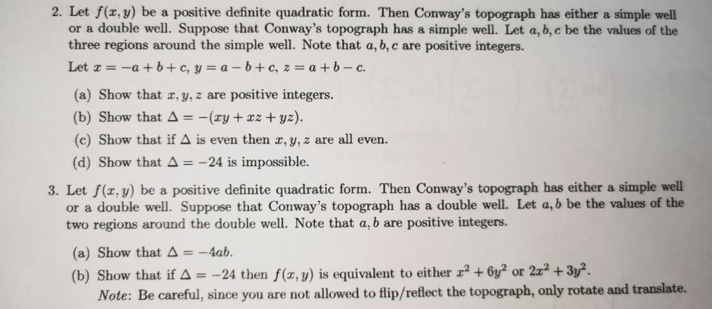 Solved 2. Let f(x,y) be a positive definite quadratic form. | Chegg.com