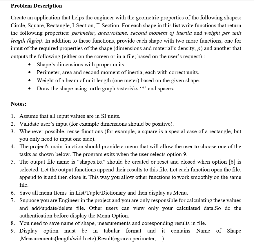 Problem Description Create an application that helps | Chegg.com