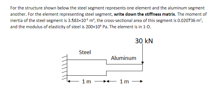 For the structure shown below the steel segment | Chegg.com