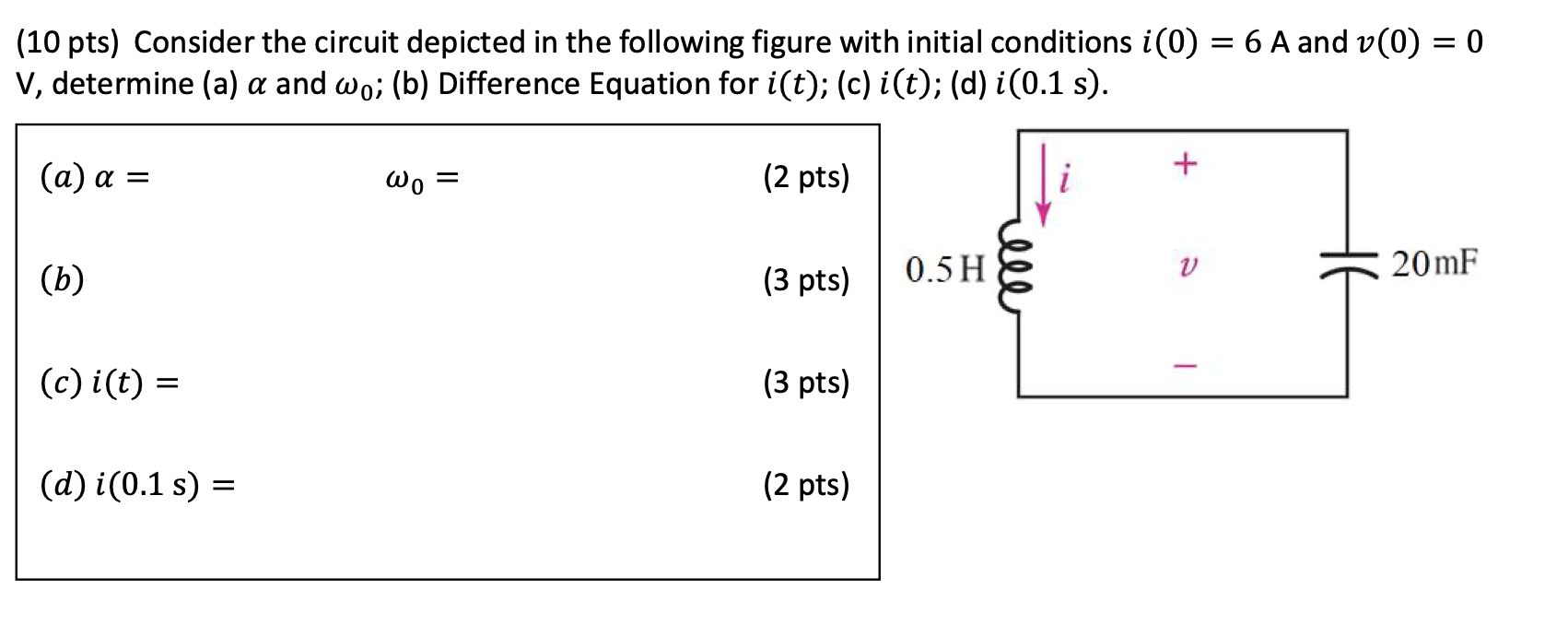 Solved (10 pts) Consider the circuit depicted in the | Chegg.com