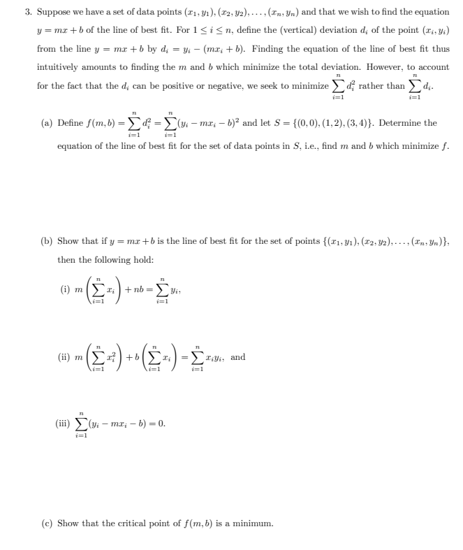 Solved 3. Suppose we have a set of data points | Chegg.com