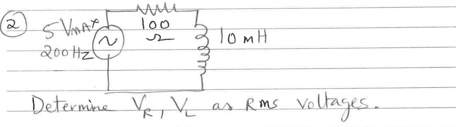 Solved Determine VR,VL as R ms voltages. | Chegg.com