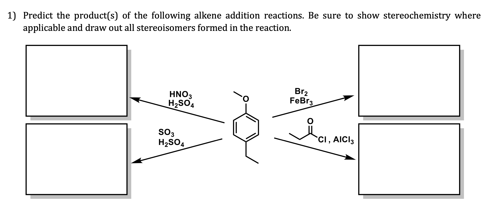 Solved 1) Predict the product(s) of the following alkene | Chegg.com