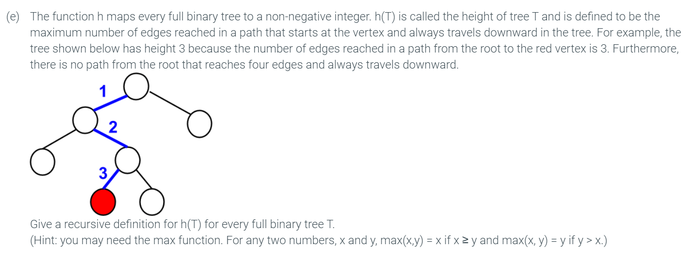 The function h maps every full binary tree to a | Chegg.com