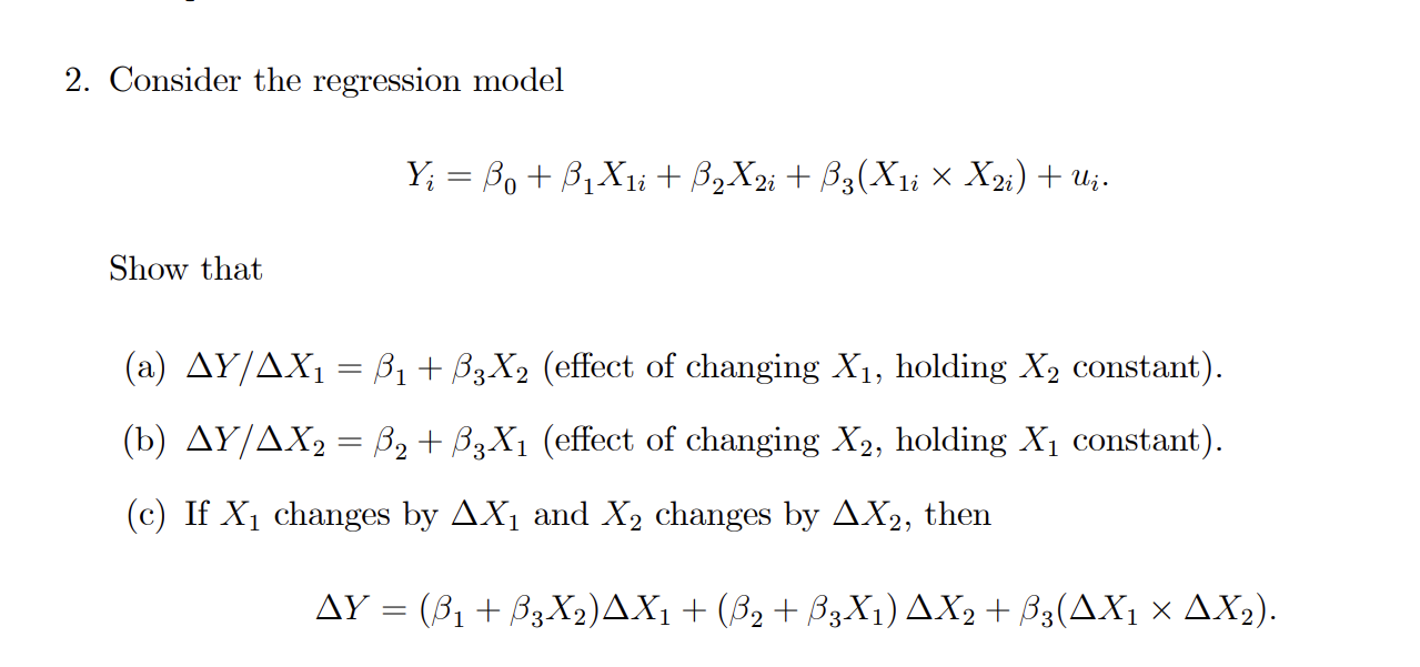 Solved 2. Consider the regression model | Chegg.com