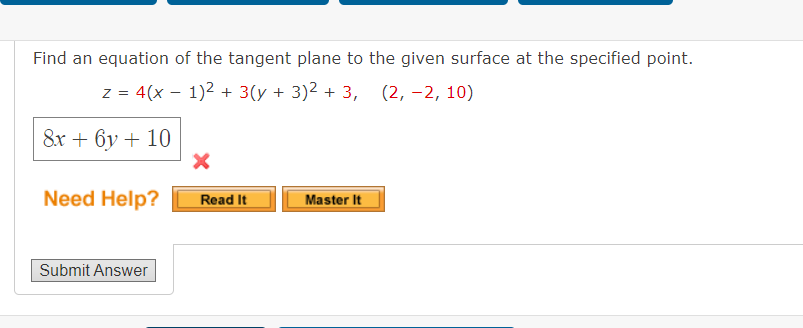 Solved Find an equation of the tangent plane to the given | Chegg.com