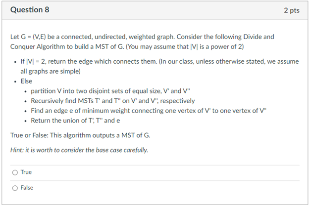 Solved Let G=(V,E) be a connected, undirected, weighted | Chegg.com