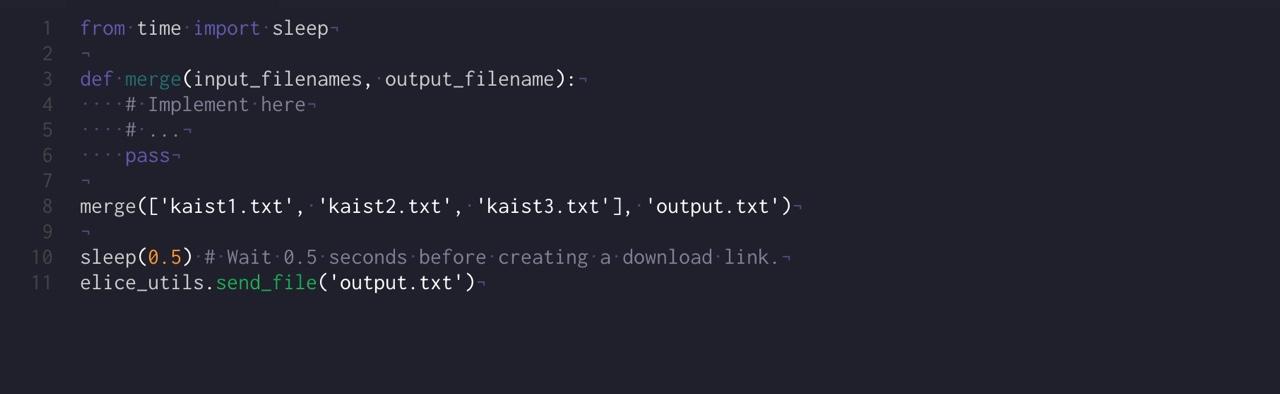 Solved Example Copy merge(['kaisti.txt', 'kaist2.txt', | Chegg.com