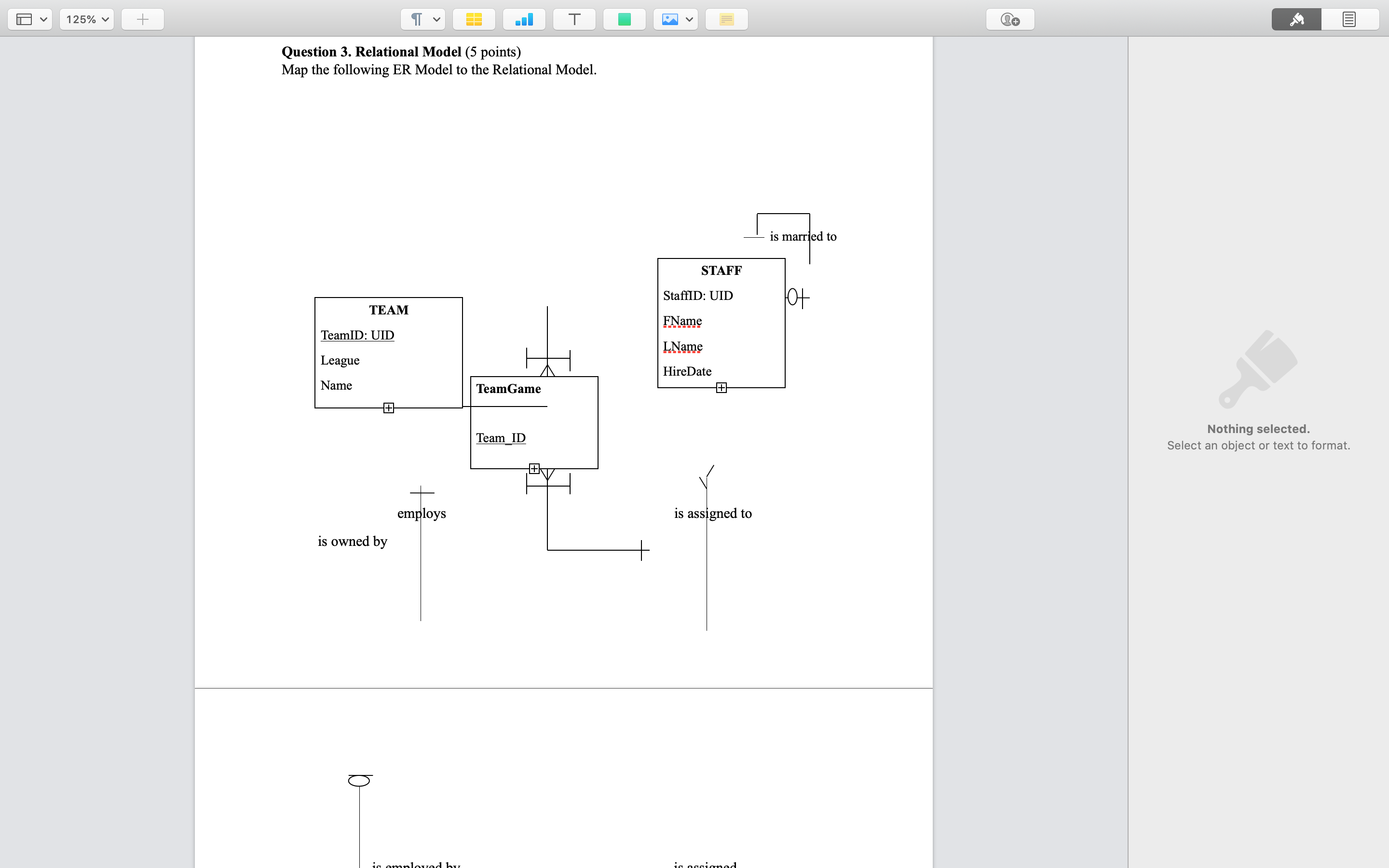 Solved Question 3. Relational Model (5 points)Map the | Chegg.com