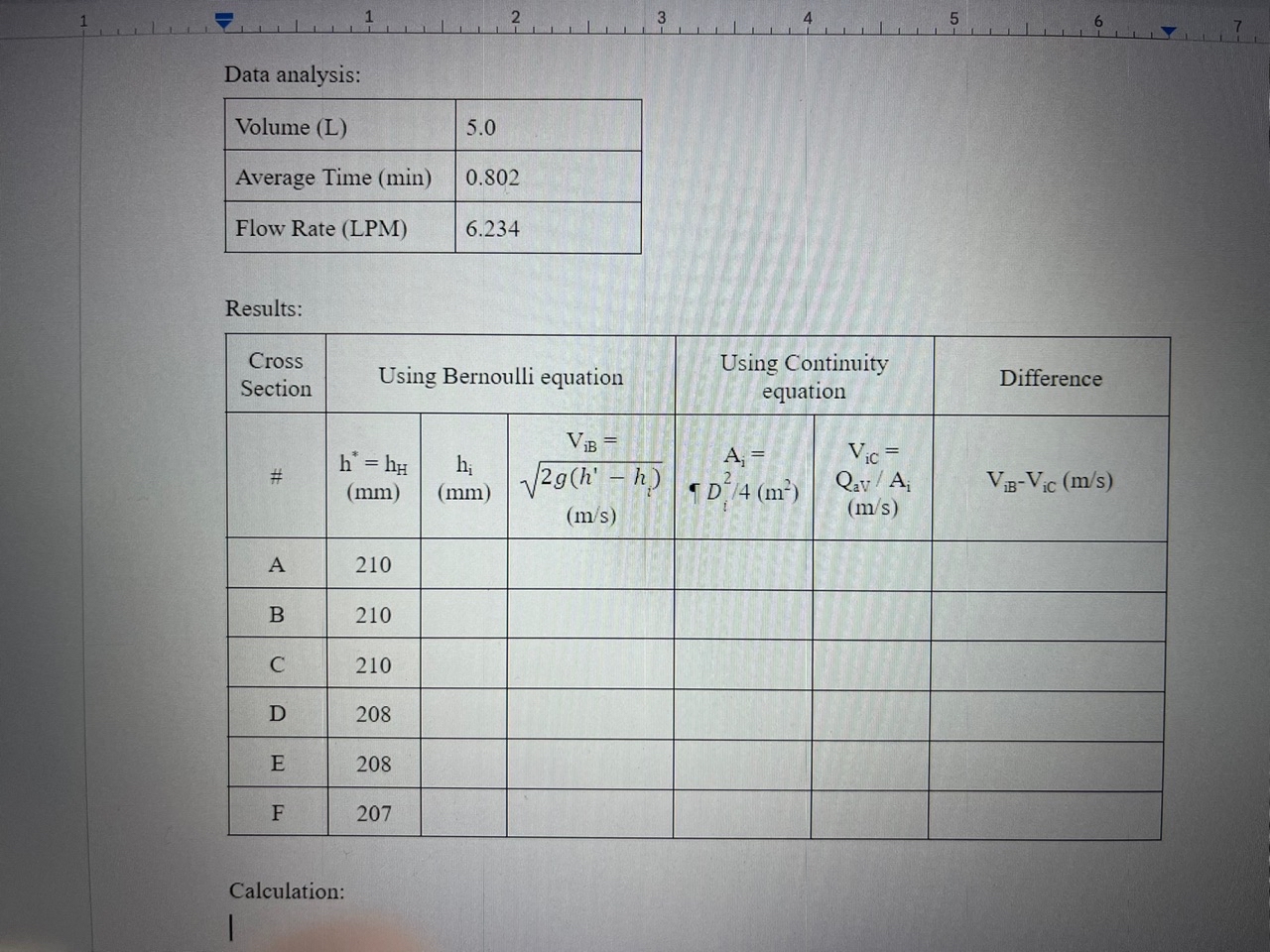 Data analysis: Results: Calculation: | Chegg.com