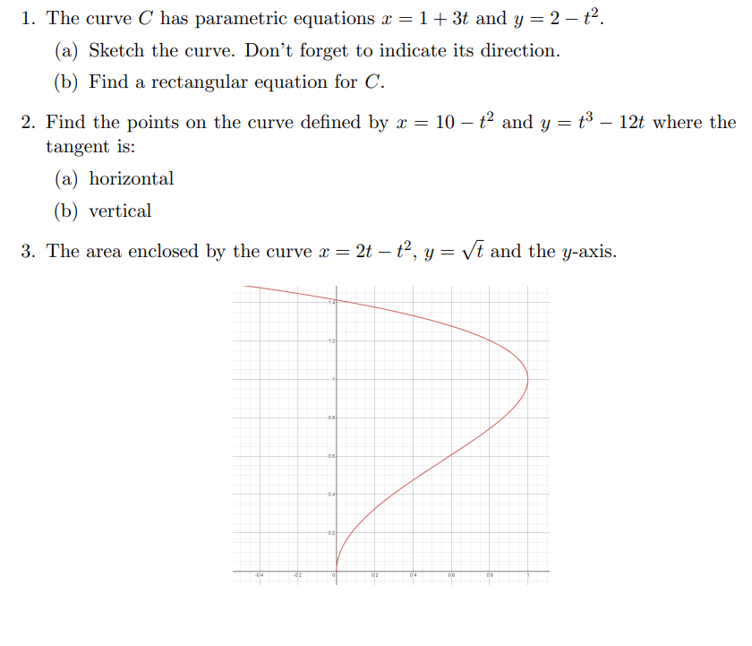 Solved 1. The curve C has parametric equations x = 1+ 3t and | Chegg.com