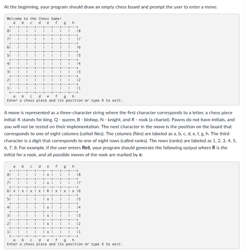 Solved Instructions (You Must Read Everything!!!) Chess | Chegg.com