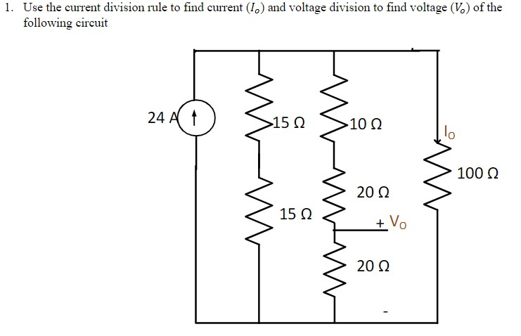 Solved Use the current division rule to find current (o) and | Chegg.com