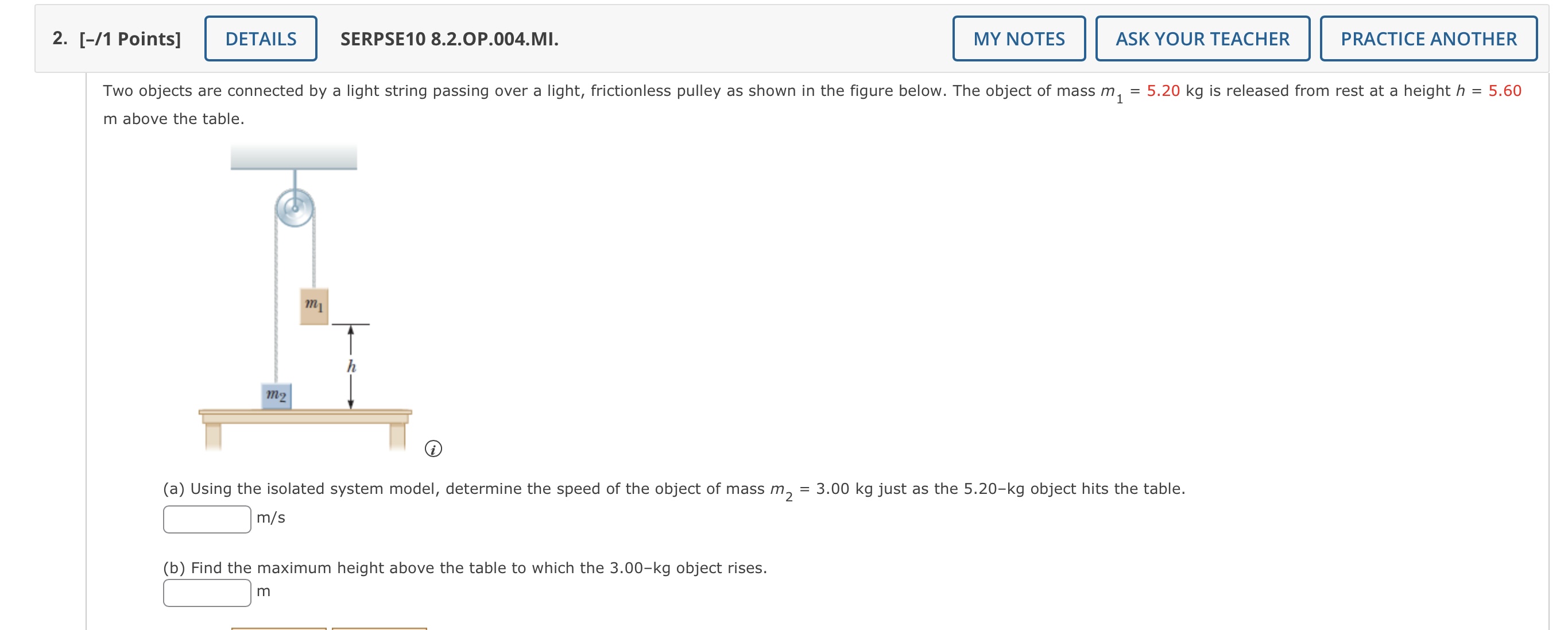 Solved m above the table. (a) Using the isolated system | Chegg.com
