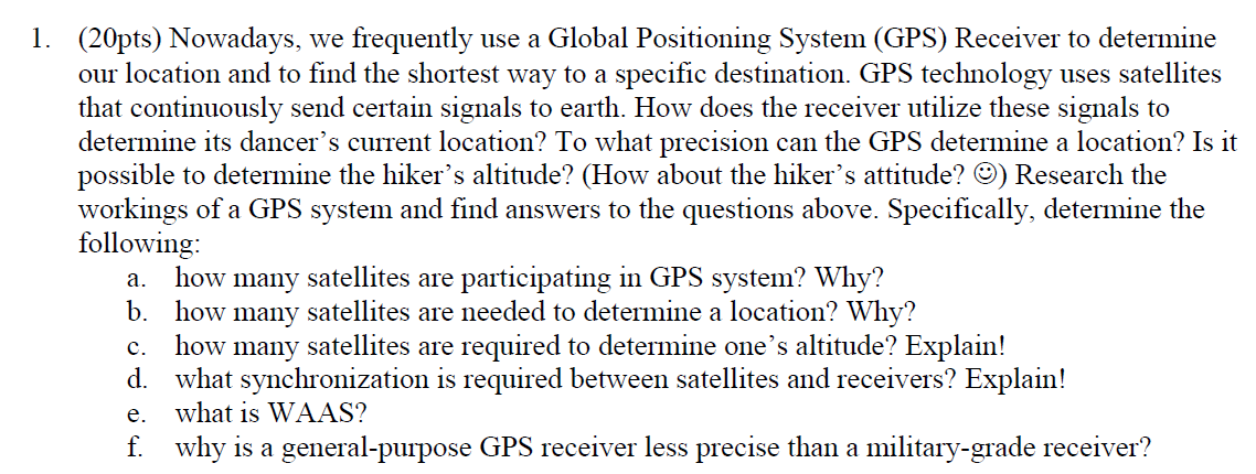 Solved 1. (20pts) Nowadays, we frequently use a Global | Chegg.com