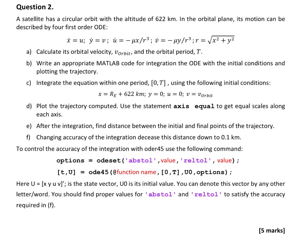 Solved Question 2. A satellite has a circular orbit with the | Chegg.com