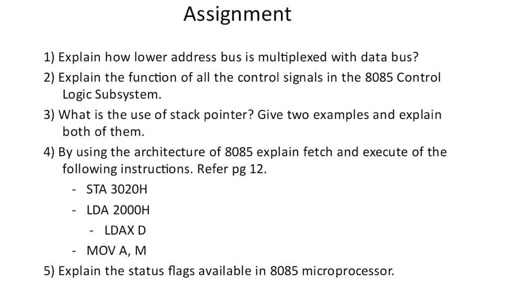 Solved Assignment 1) Explain How Lower Address Bus Is