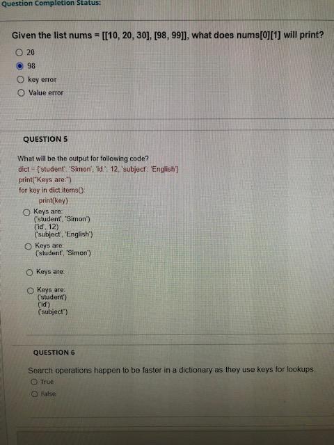 Solved Question Completion Status: Given the list nums = | Chegg.com