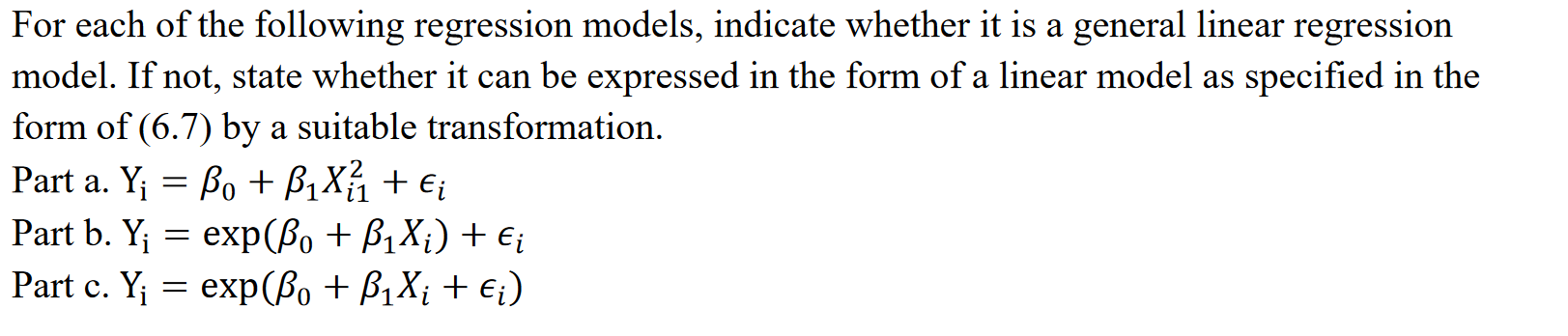 Solved For each of the following regression models, indicate | Chegg.com