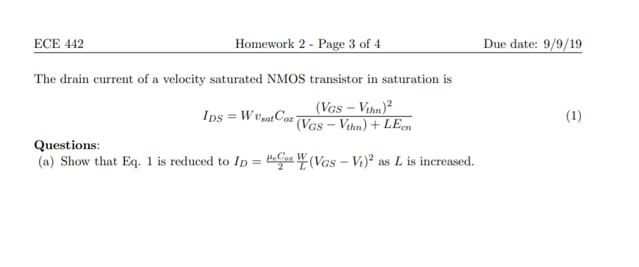 Solved 0.13 m CMOS process: Vdd 1.2 V. L=100 nm. tor=2.2 nm | Chegg.com