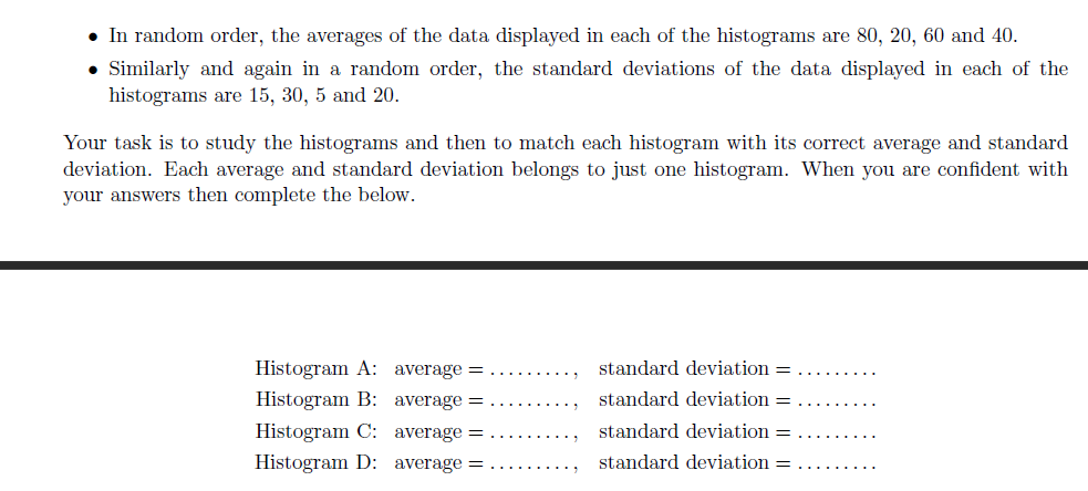 Solved four histograms are displayed on the next page. These | Chegg.com