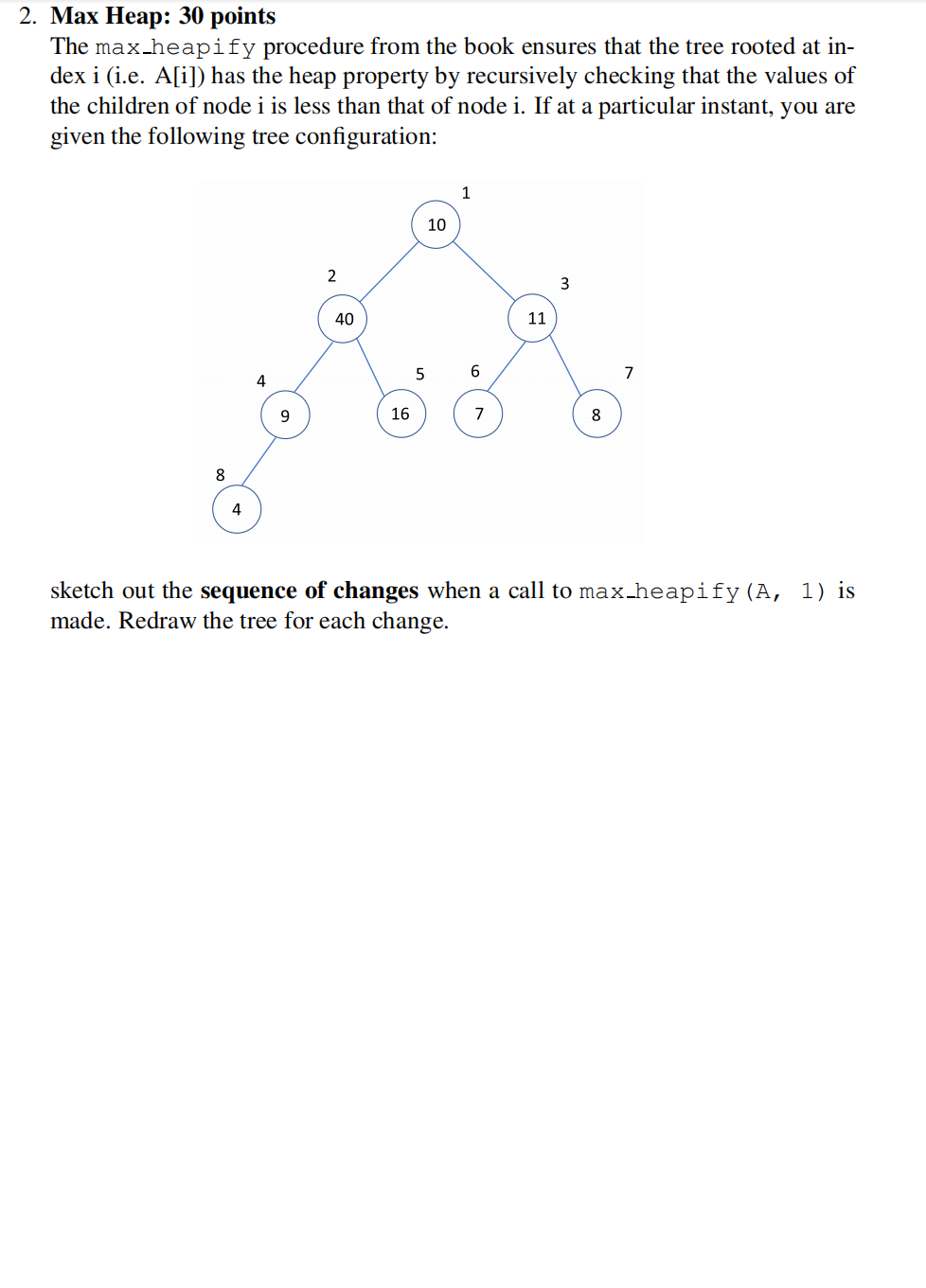 Solved 2 Max Heap 30 Points The Maxheapify Procedure From 