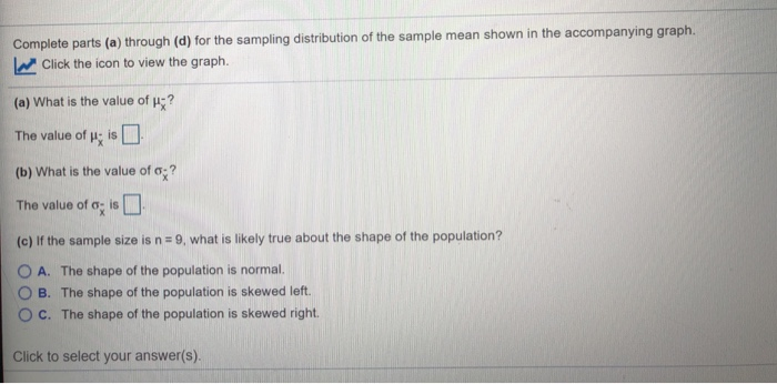 g distribution of the sample mean shown in the | Chegg.com