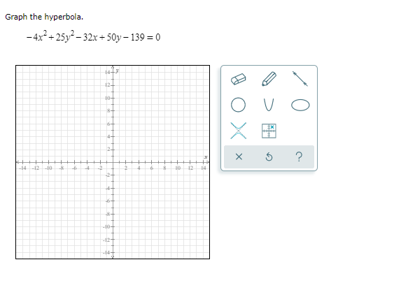 Solved Graph the hyperbola. -4x2+25y2 - 32x + 50y - 139 = 0 | Chegg.com