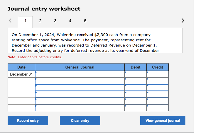 Solved Journal entry worksheet On December 1, 2024, | Chegg.com