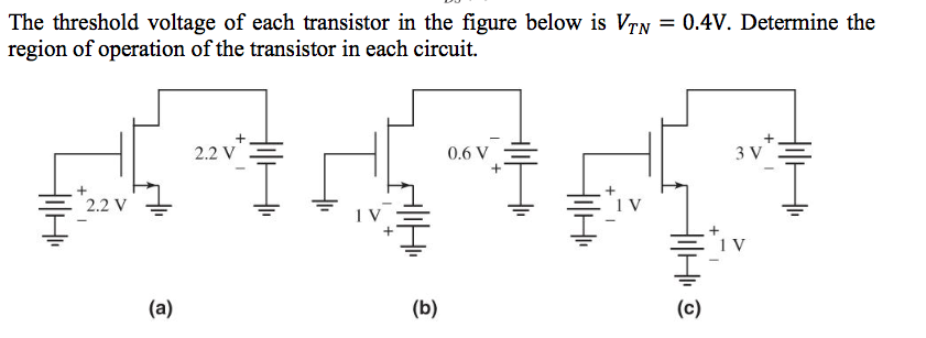 Solved The threshold voltage of each transistor in the | Chegg.com