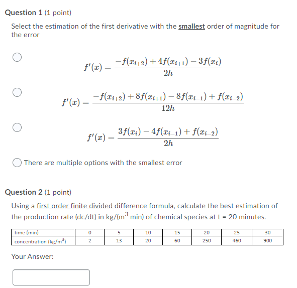 Solved Question 1 (1 point) Select the estimation of the | Chegg.com Solved Question 1 (1 point) Select the estimation of the | Chegg.com
