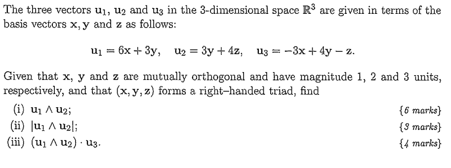 Solved The three vectors u1,u2 and u3 in the 3 -dimensional | Chegg.com