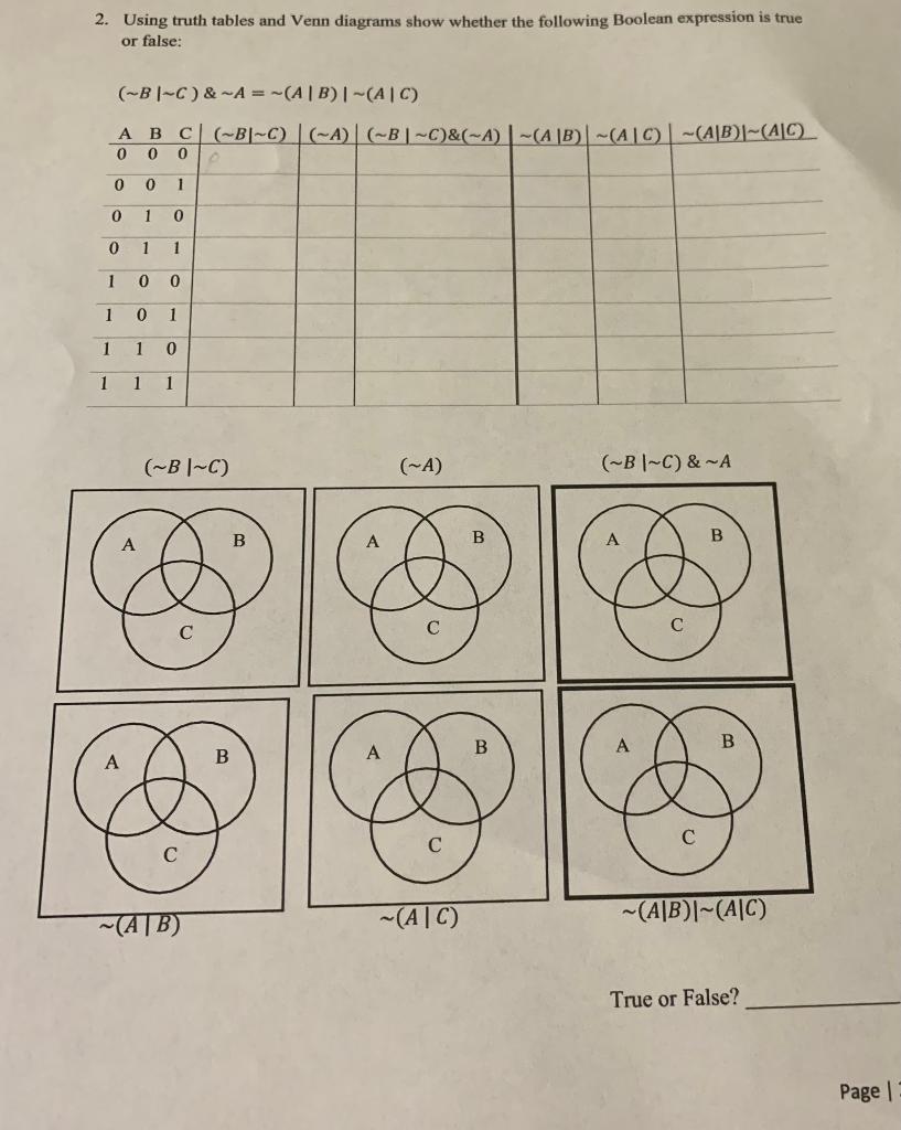 Solved 2. Using truth tables and Venn diagrams show whether | Chegg.com