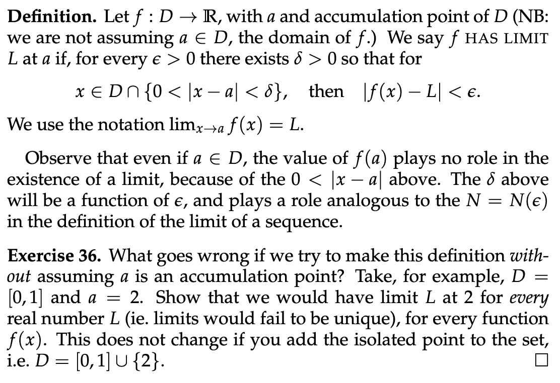 Solved Definition. Let f:D→R, with a and accumulation point | Chegg.com